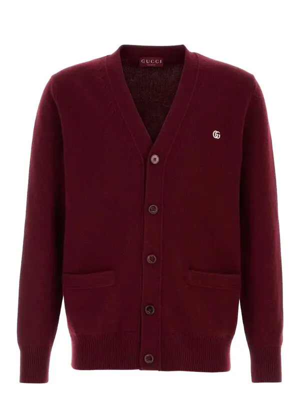 Gucci Burgundy Wool Blend Cardigan - Red