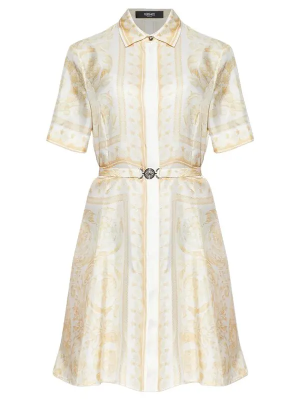Versace Barocco Print Silk Shirtdress - Multicolor
