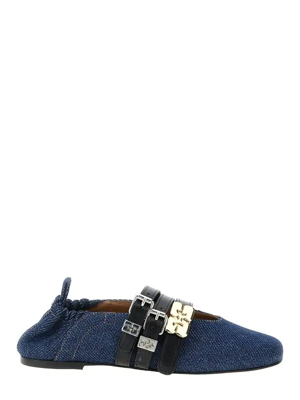 GANNI Sue Triple Ballet Flats - Blue