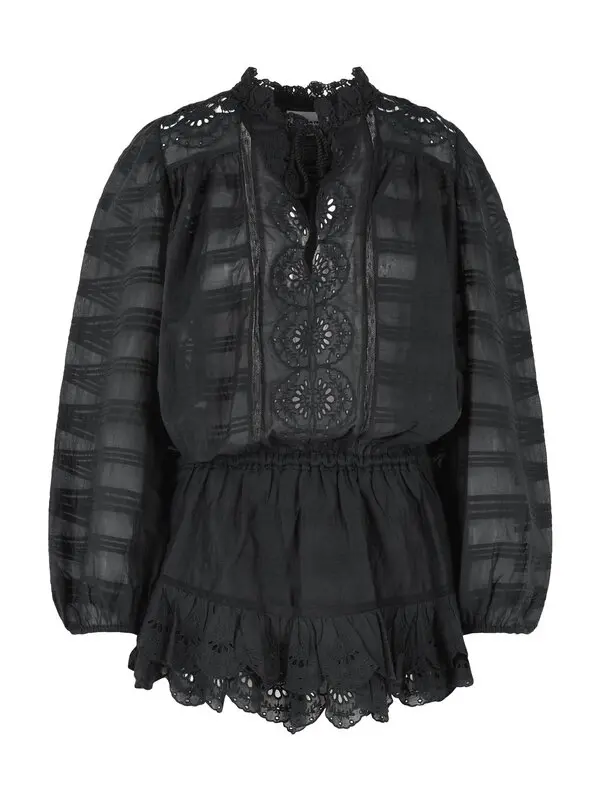 Isabel Marant Étoile Preya" Embroidered Cotton Dress - Black