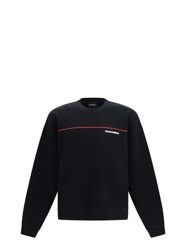 Dsquared2 Cotton Crew Neck Sweatshirt With Logo Print - Black