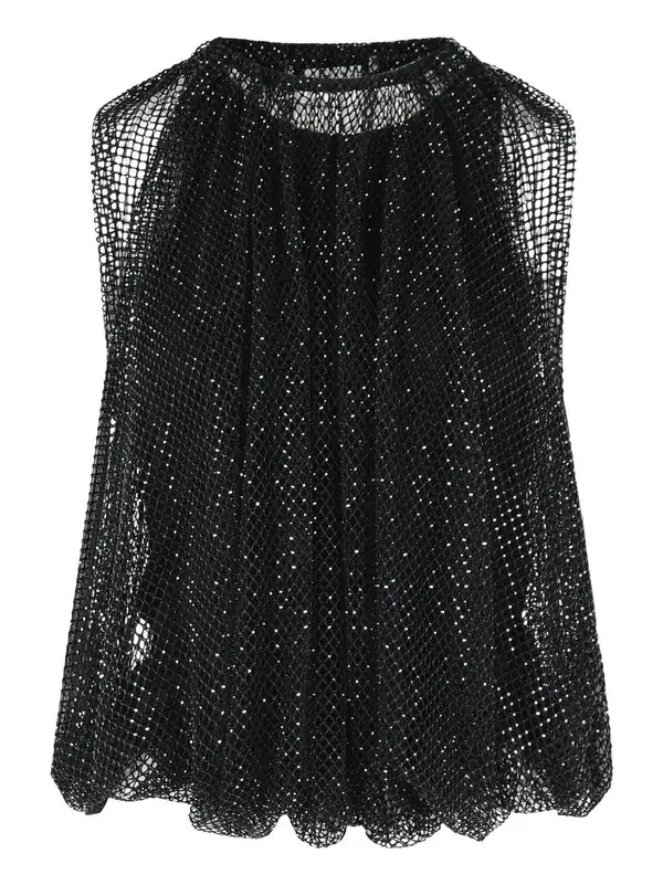 Sportmax Nodo Mesh Top With Crystals - Black