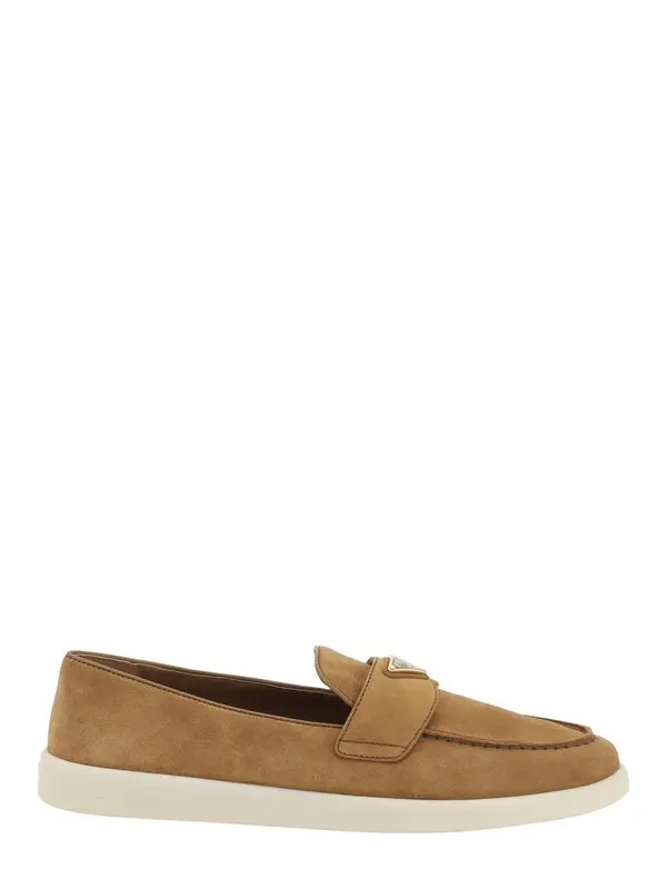 Prada Gathered Detail Leather Loafers - Brown