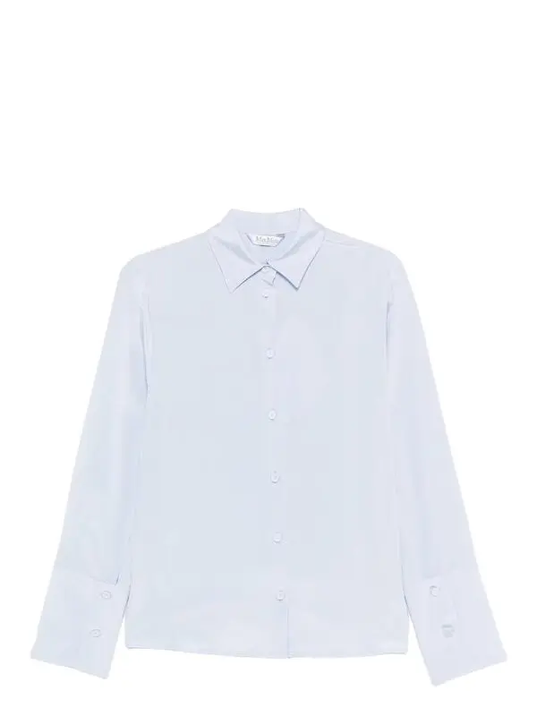 Max Mara Silk Button-front Shirt With Classic Collar - Blue