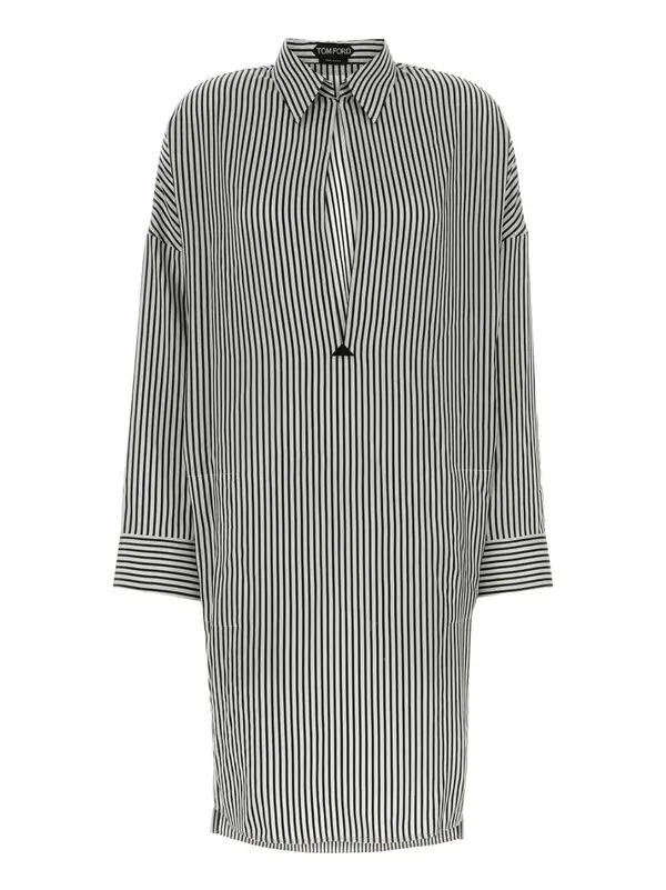 TOM FORD Embroidered Silk Shirt Dress - Multicolor