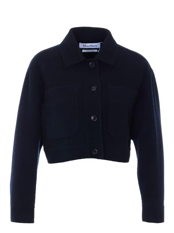 Max Mara Cropped Wool Blend Jacket - Blue