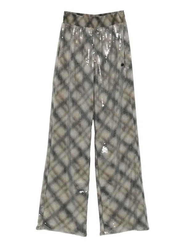 DIESEL® Palazzo Pants With Sequined Plaid Pattern - Cream