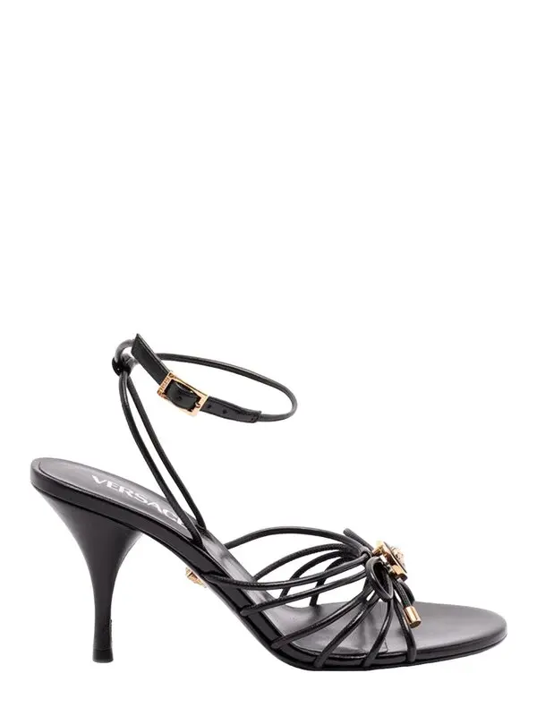 Versace Opera Bow Leather Heel Sandals - Multicolor