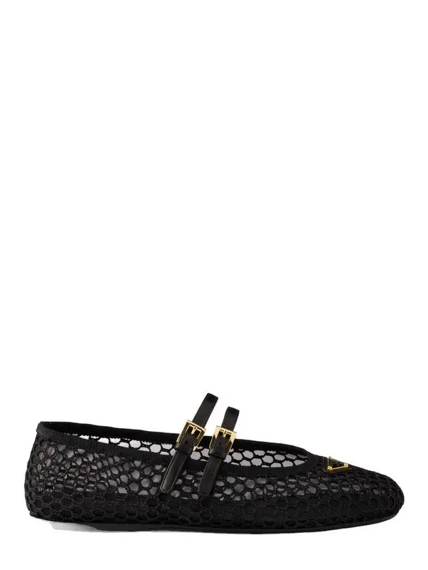 Prada Ballet Flats With Buckle Detailing - Black