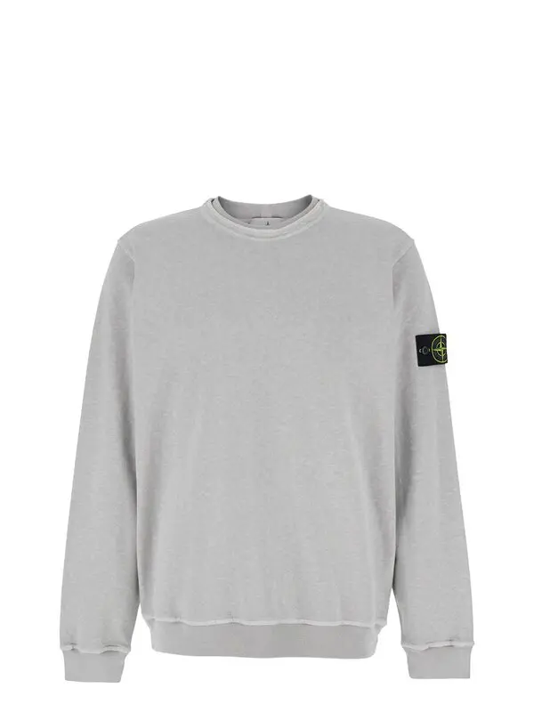 Stone Island Cotton Crewneck Sweatshirt With Logo Patch - Gray