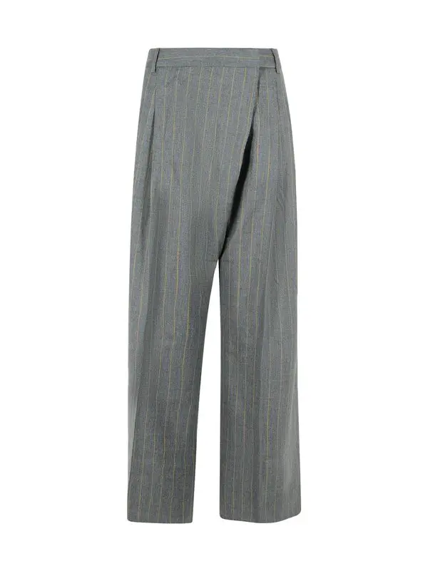 GANNI Grey Wool Blend Trousers - Gray