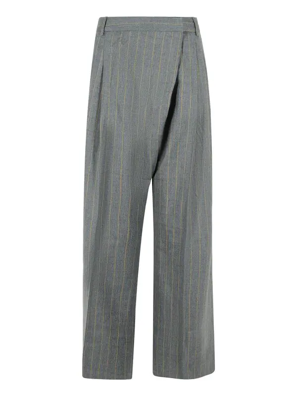 GANNI Grey Wool Blend Trousers - Gray