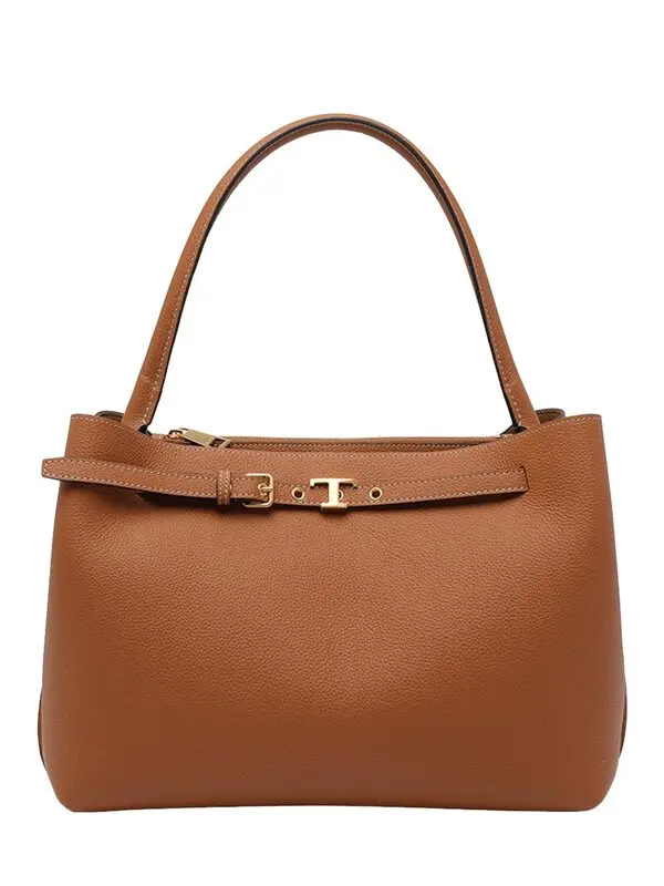 TOD'S Small Leather Handbag With T Timeless Logo - Brown