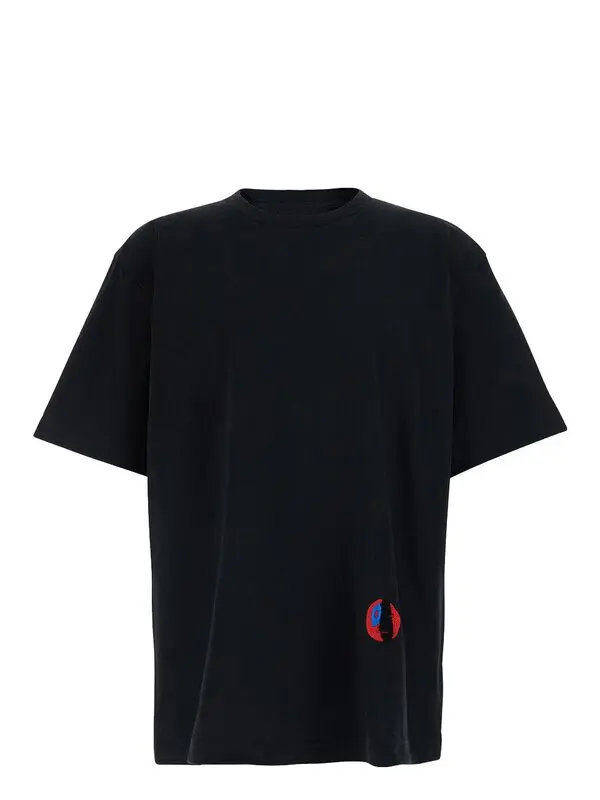 Bottega Veneta Black Crew Neck T-shirt With Front Embroidery In Cotton For - Multicolor