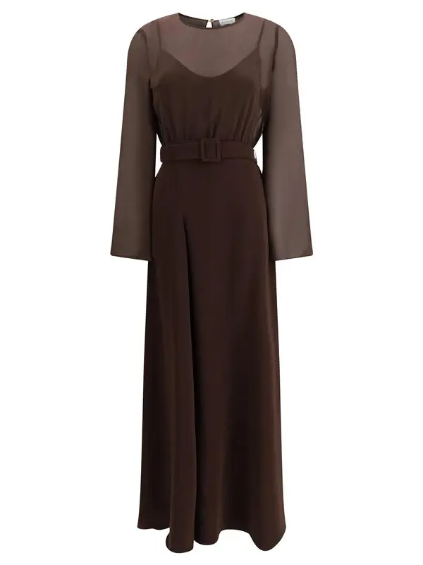 P.a.r.o.s.h Long Belted Dress - Brown