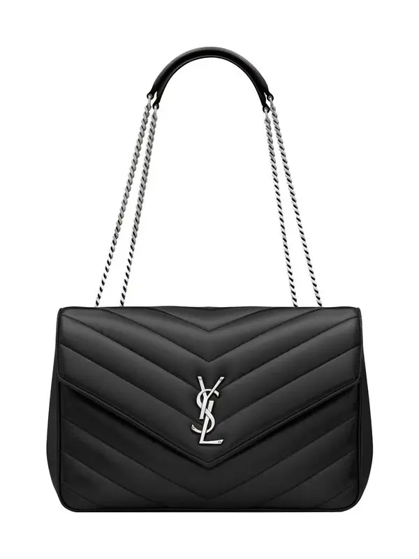 Saint Laurent Loulou Large In Matelassé Lambskin - Black