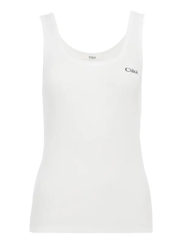 Chloé Ribbed Tank Top - White
