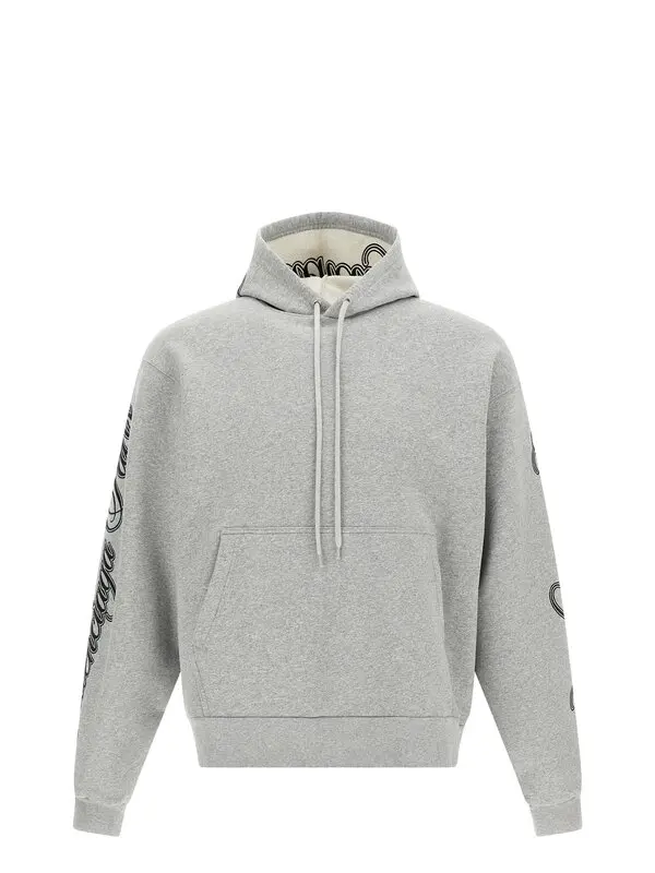 Balenciaga Cursive Embroidered Fleece Hoodie - Gray
