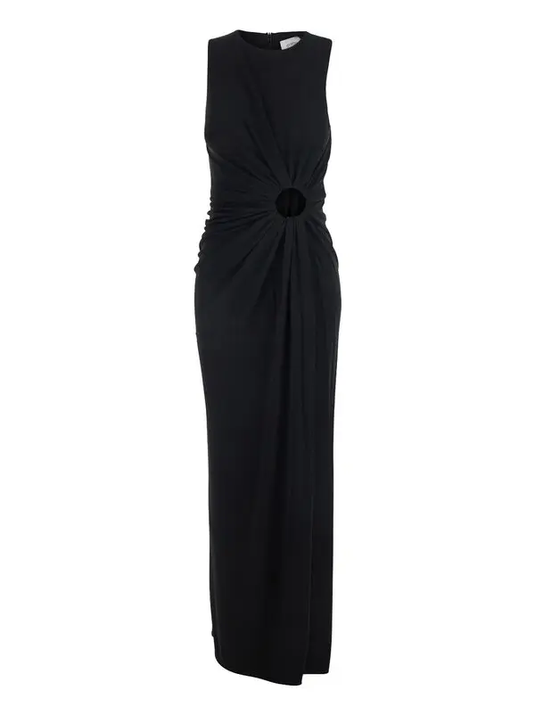 Sportmax Viscose Dress With V-neck And Long Sleeves - Black