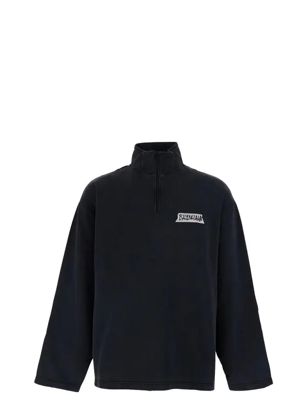 Balenciaga Cotton Half-zip Sweatshirt With Printed Logo - Multicolor