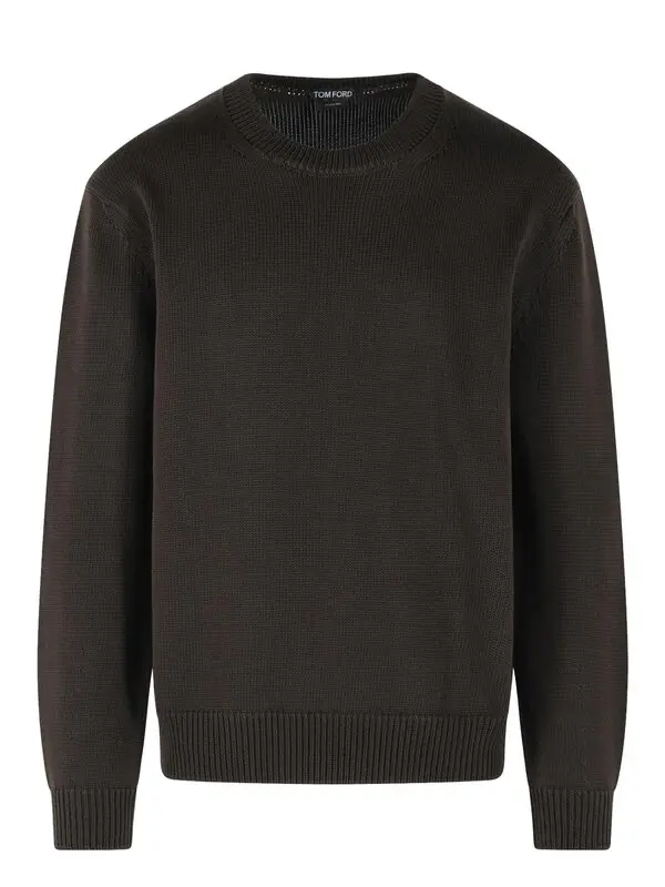 TOM FORD Cotton And Silk Ribbed Sweater - Brown