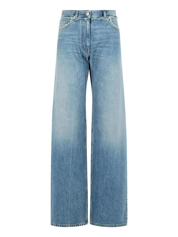 Versace Cotton Jeans With Medusa Button Detail - Blue