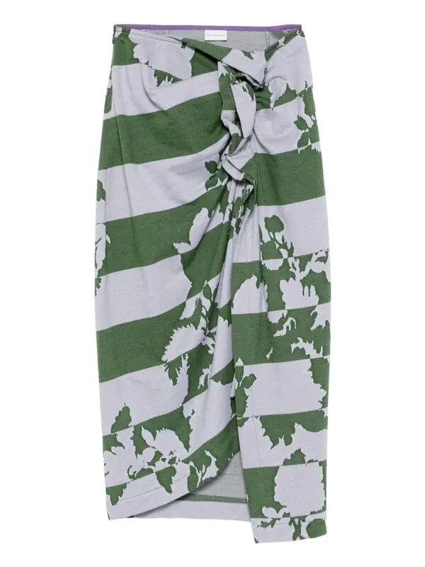 Dries Van Noten Cotton Wrap Skirt With Graphic Print - Multicolor