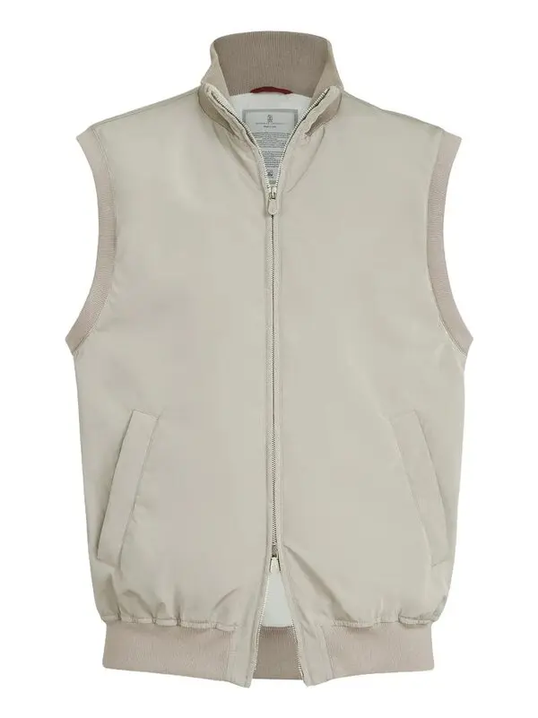 Brunello Cucinelli Zip-up High-neck Padded Vest - Cream