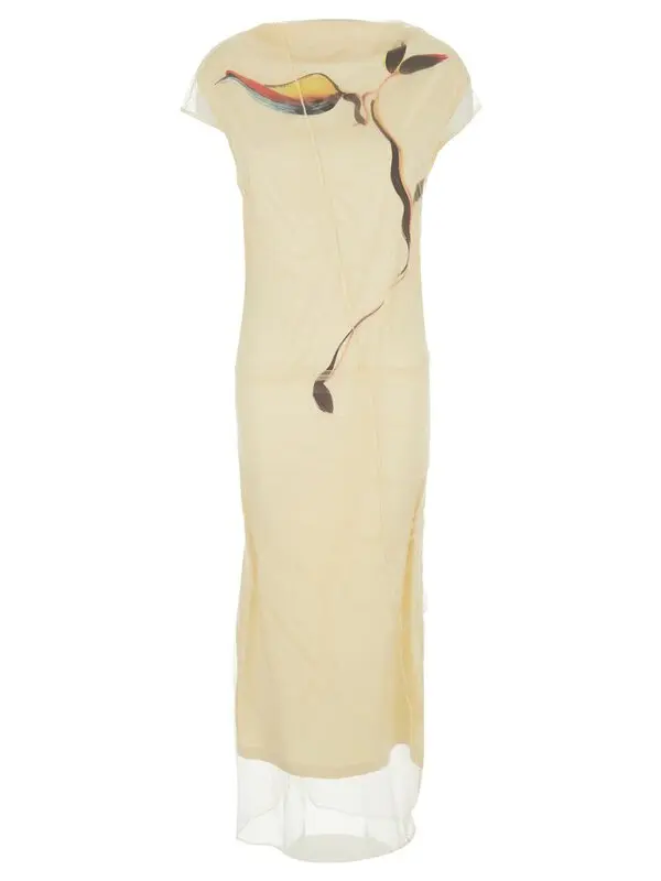 Sportmax Polyamide V-neck Long Sleeve Dress - Multicolor