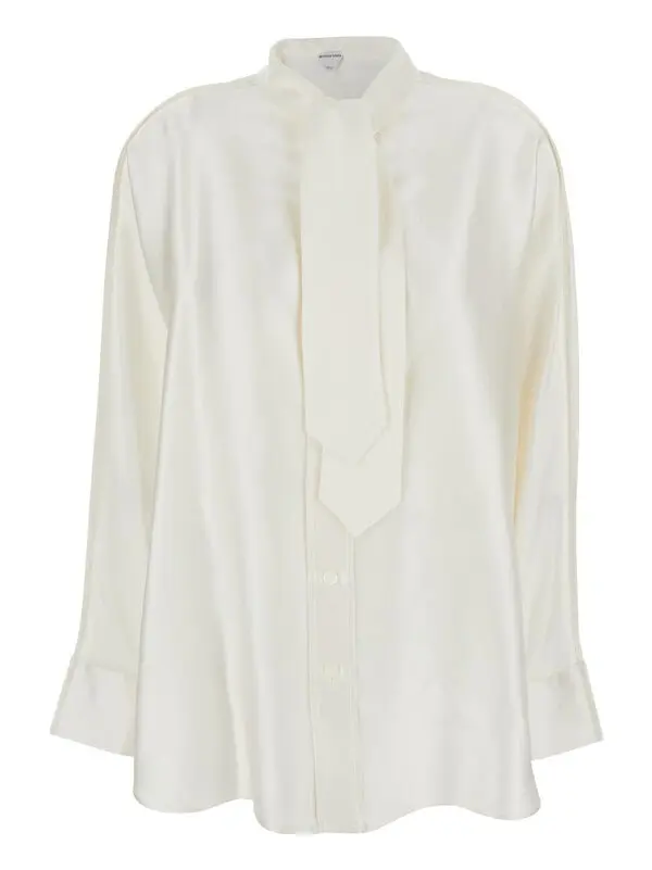 Bottega Veneta Silk Shirt With Tie Detail And Knot Button Cuffs - Multicolor