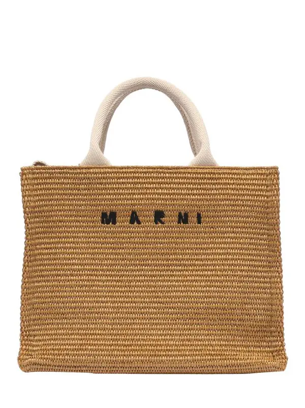 Marni Small Raffia Effect Basket Tote Bag - Cream
