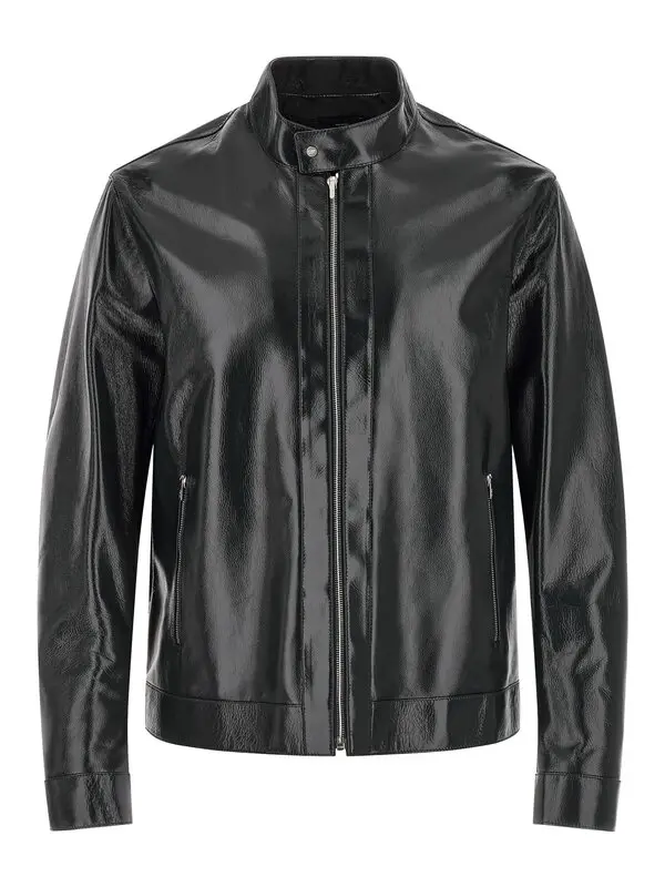 Fendi Lacquered Leather Blouson Jacket - Blue