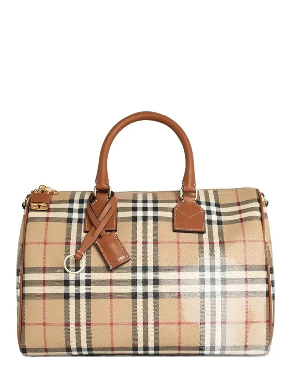 Burberry Medium Bowling Bag In Cotton Blend - Cream