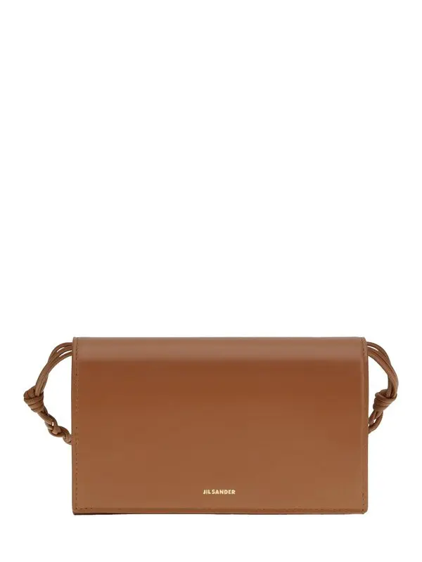 JIL SANDER Tangle Wallet With Shoulder Strap - Brown