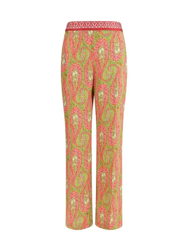 Etro Bootcut Trousers With Placed Paisley Foliage Print - Multicolor
