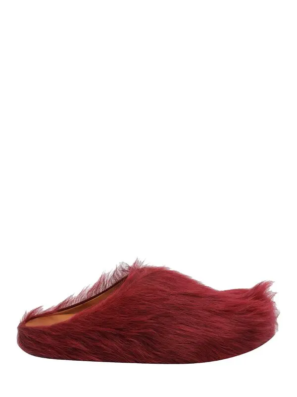 Marni Fussbett Sabot, Fur Effect - Red