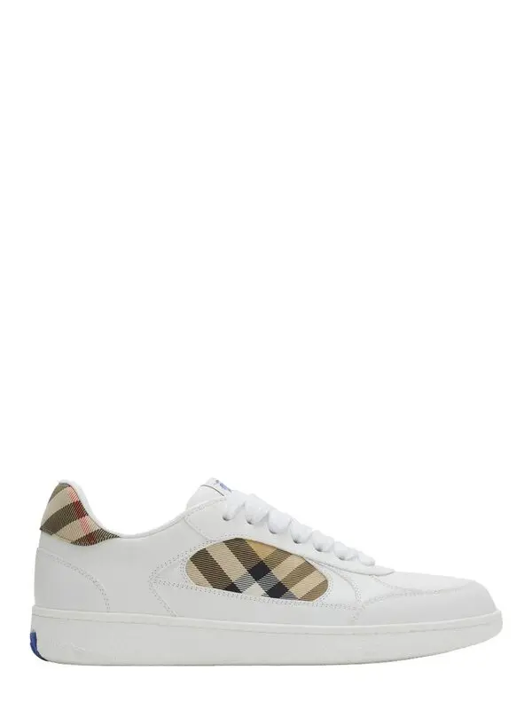 Burberry Low-top Sneakers With Checked Paneling - White