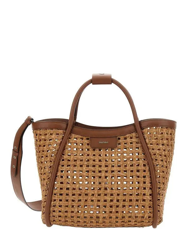 Max Mara Woven Handbag With Leather Details - Multicolor