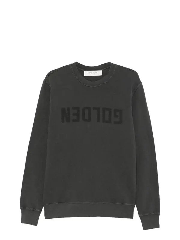 GOLDEN GOOSE Cotton Distressed Logo Sweatshirt - Gray