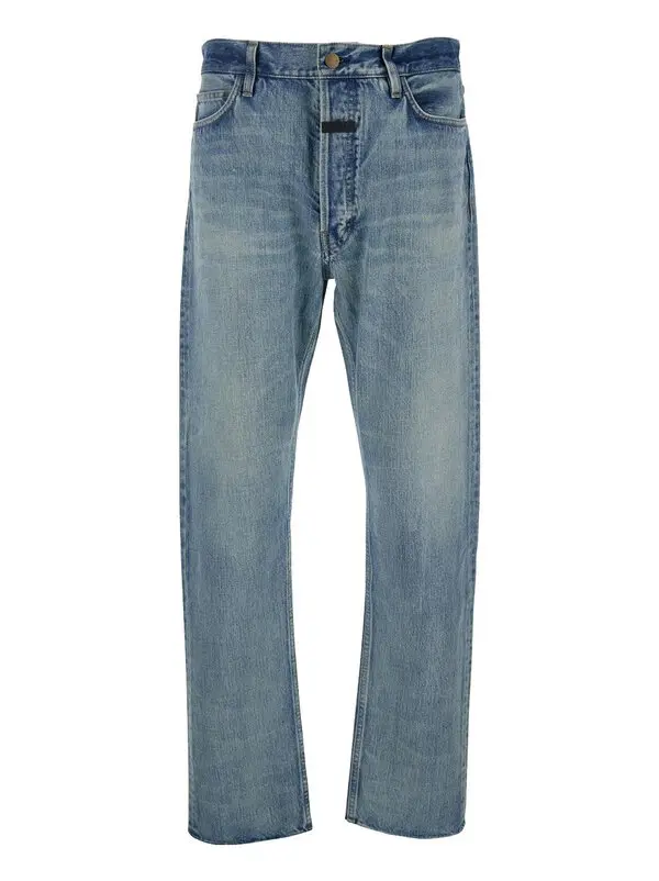 Fear Of God Five-pocket Denim Jeans With Logo Patch - Multicolor