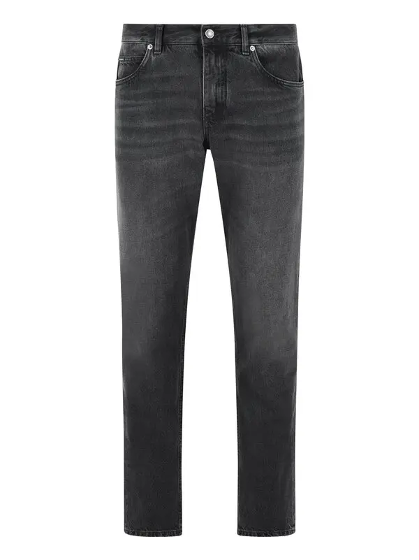Dolce & Gabbana Logo Appliqué Denim Jeans - Black