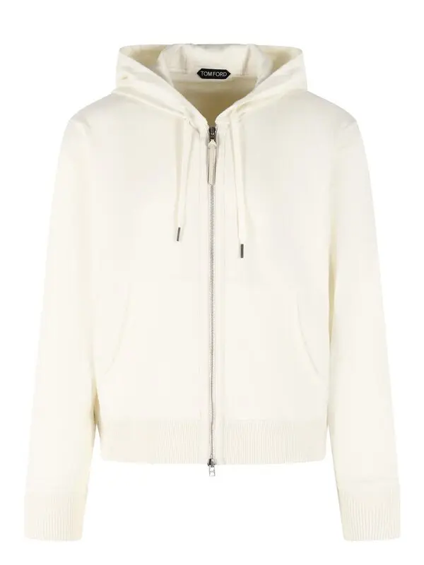 TOM FORD Cashmere Zip-up Hoodie With Drawstring - White