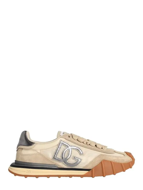 Dolce & Gabbana Beige Leather Blend Sneakers - Cream