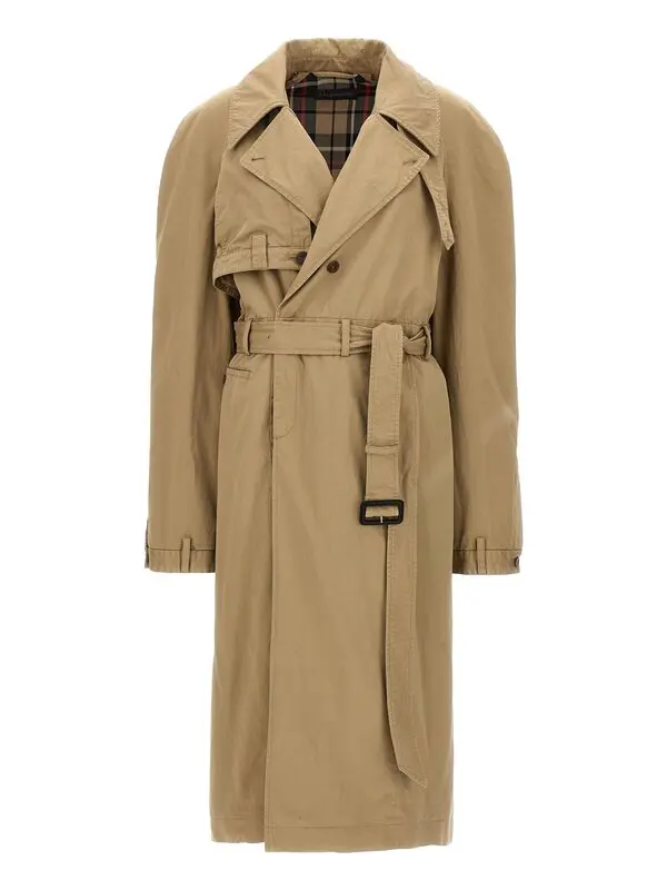 Balenciaga Deconstructed Cotton Twill Trench Coat - Cream