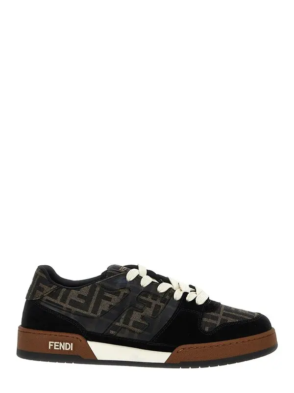 Fendi Match Calfskin Leather And Suede Lace-up Sneakers - Multicolor