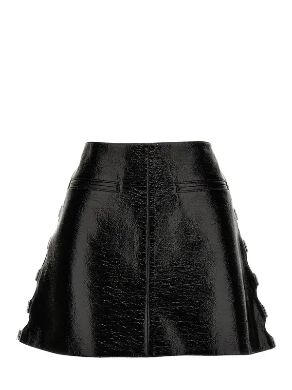 COURREGES Vinyl Mini Skirt With Buckled Hip Straps - Black