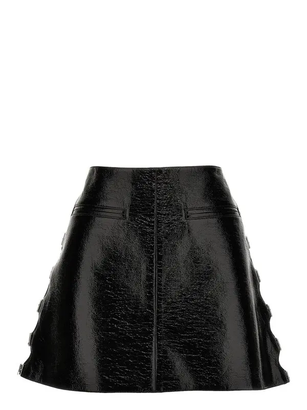 COURREGES Vinyl Mini Skirt With Buckled Hip Straps - Black