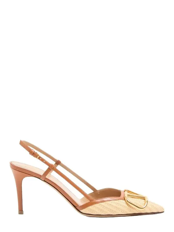 Valentino Garavani Vlogo Signature Raffia Slingback Pumps - Multicolor