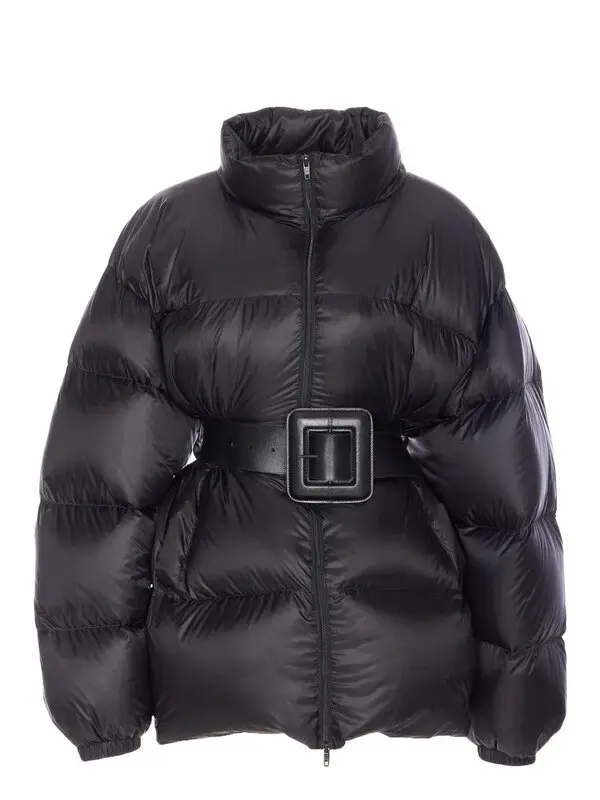 Balenciaga Hourglass Belted Short Down Jacket - Black