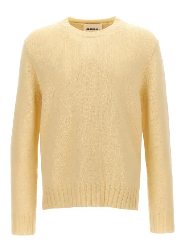 JIL SANDER Wool Blend Crew Neck Sweater - Cream